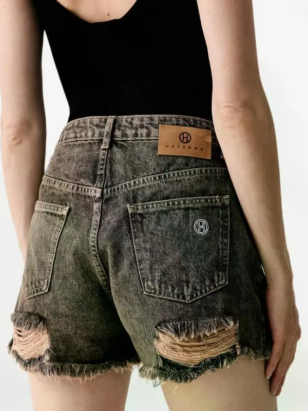 HAVEONE Distressed Denim Shorts