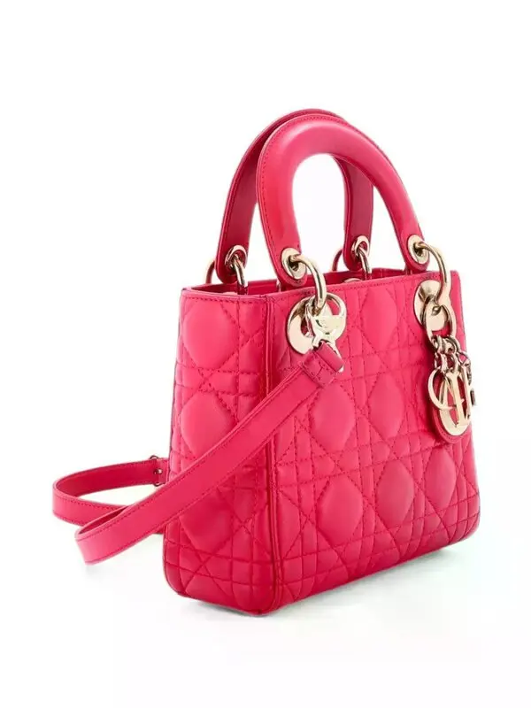 Dior Lady Bag Cannage Quilt Lambskin Mini Satchel - Pink