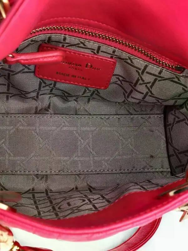 Dior Lady Bag Cannage Quilt Lambskin Mini Satchel - Pink