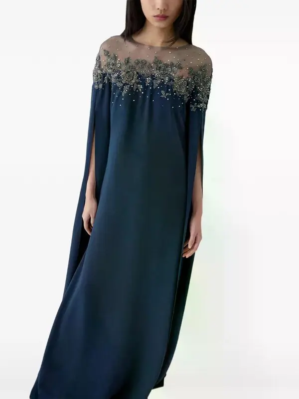 Carolina Herrera Floral-embroidered Maxi Dress - Blue