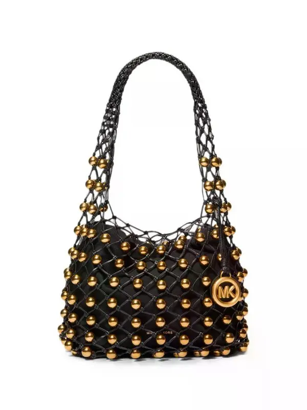 Michael Kors Small Gwen Bead-embellished Woven Shoulder Bag - Black