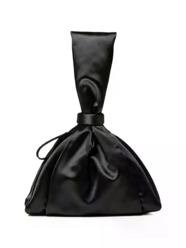 Alberta Ferretti Satin Knotted Clutch Bag - Black
