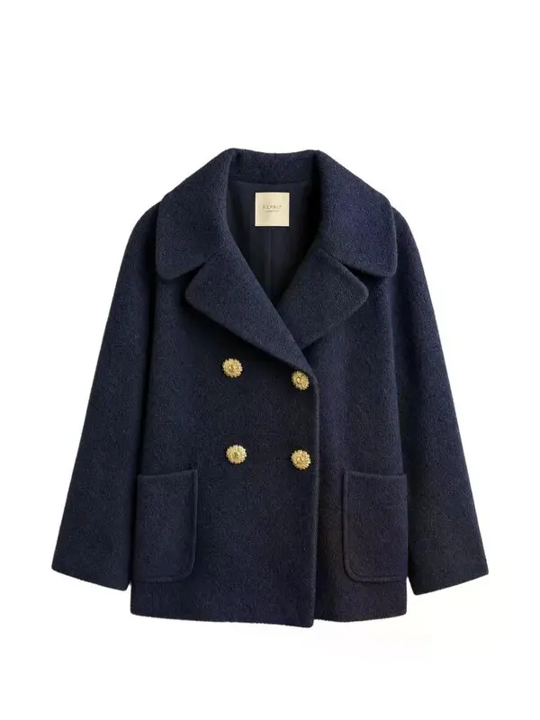 EDWARD ACHOUR PARIS Double-breasted Bouclé Coat - Blue