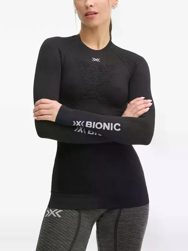 X-BIONIC Logo-print Perforated-detail Top - Black