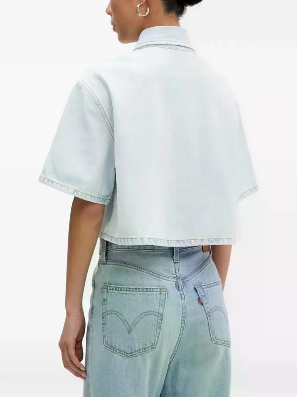 VICOLO Cropped Short-sleeve Shirt - Blue