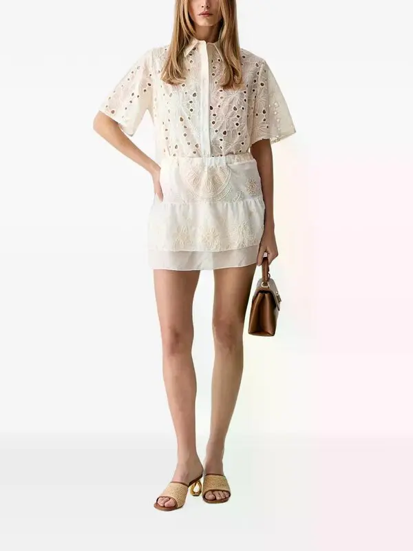 HAVEONE Broderie-anglaise Short-sleeve Shirt - Neutrals