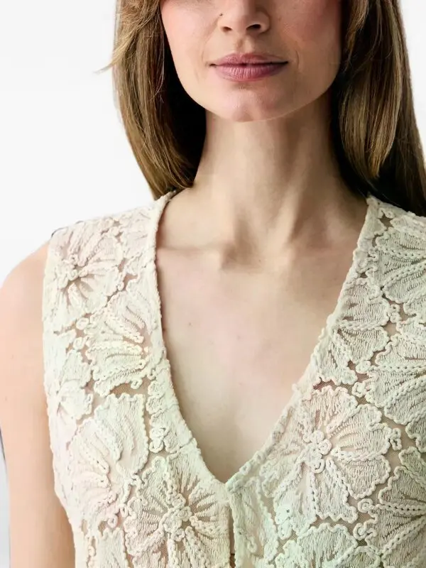 HAVEONE Floral-lace V-neck Top