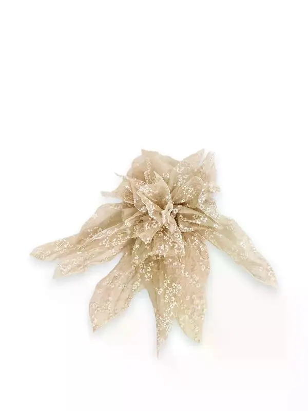 Alberta Ferretti Floral Print Silk Brooch - Neutrals