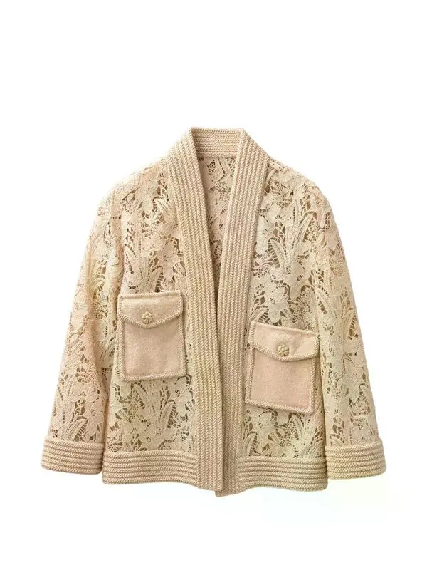 EDWARD ACHOUR PARIS Floral-lace Flap-pocket Jacket