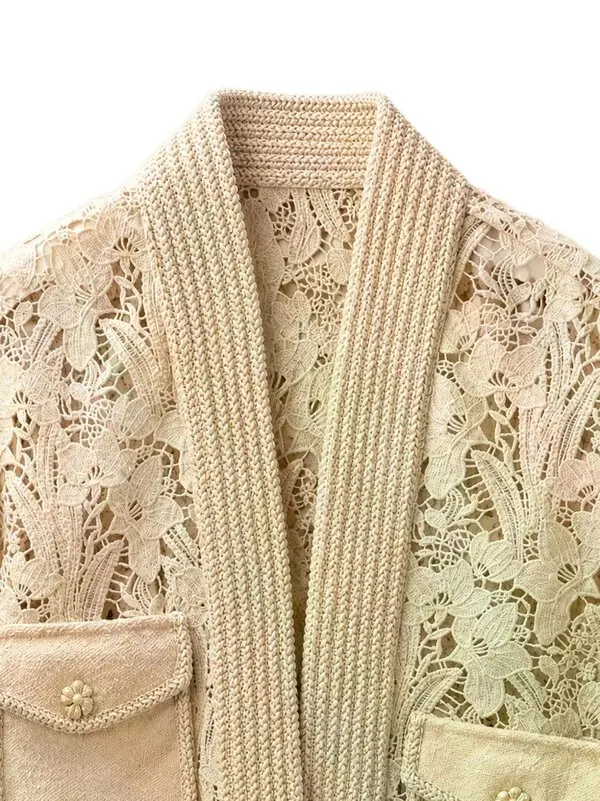 EDWARD ACHOUR PARIS Floral-lace Flap-pocket Jacket