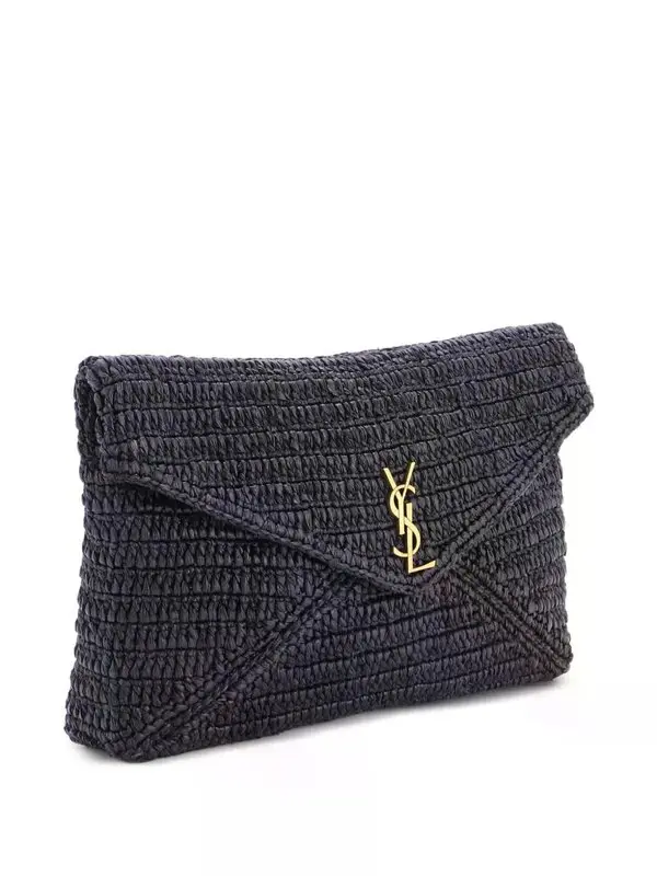 Saint Laurent Cassandre Envelope Raffia Clutch Bag