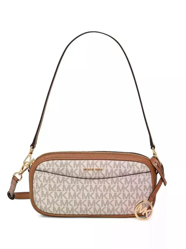 Michael Kors Logo-print Leather-trim Shoulder Bag - Neutrals