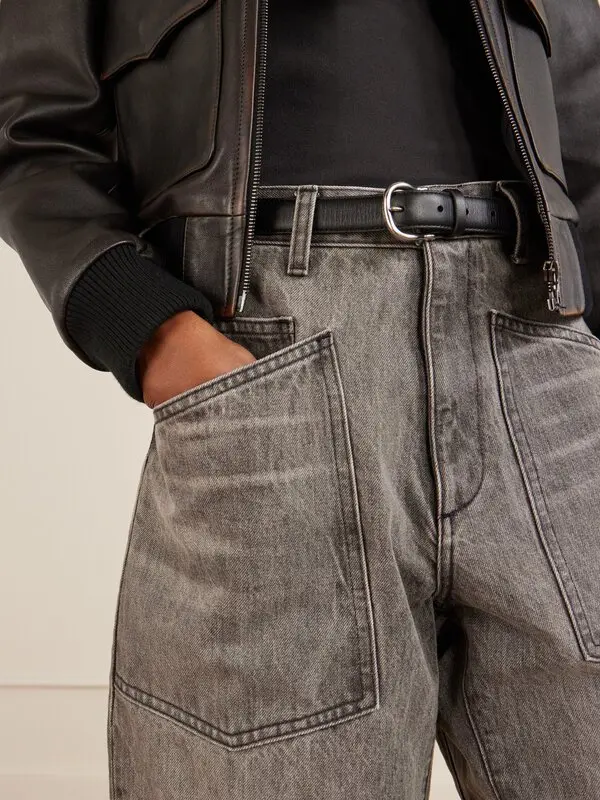 NILI LOTAN Shon Mid-rise Barrel-leg Jeans - Gray