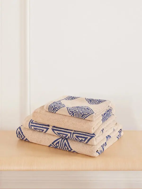 AUTUMN SONATA Agnes Essential Set Of Four Organic Cotton-terry Towels - Blue