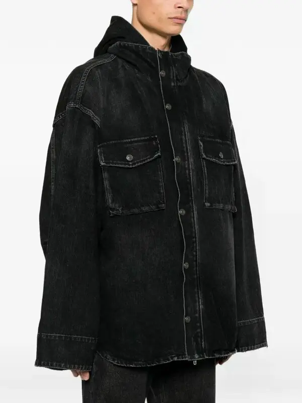 Balenciaga Hooded Denim Jacket - Black