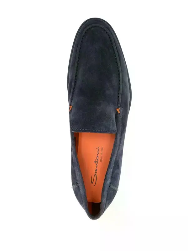 Santoni Suede Round-toe Loafers