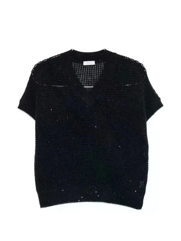 Peserico Sequin-embellished Short-sleeve Sweater