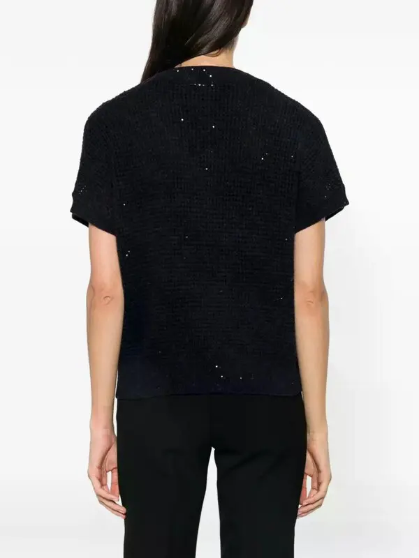 Peserico Sequin-embellished Short-sleeve Sweater