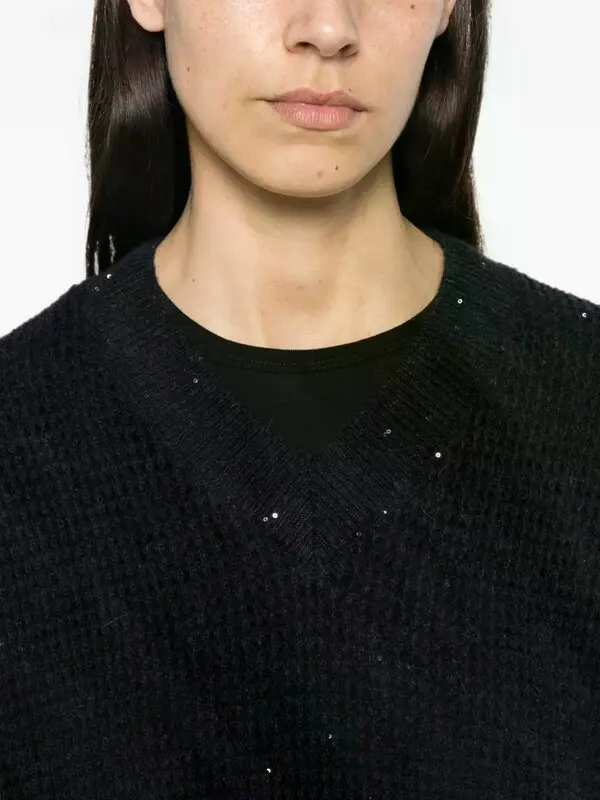 Peserico Sequin-embellished Short-sleeve Sweater