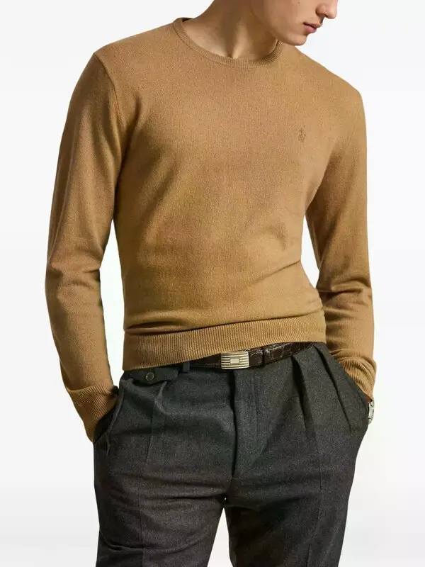 Polo Ralph Lauren Wool Crewneck Sweater With Embroidered Pony - Neutrals