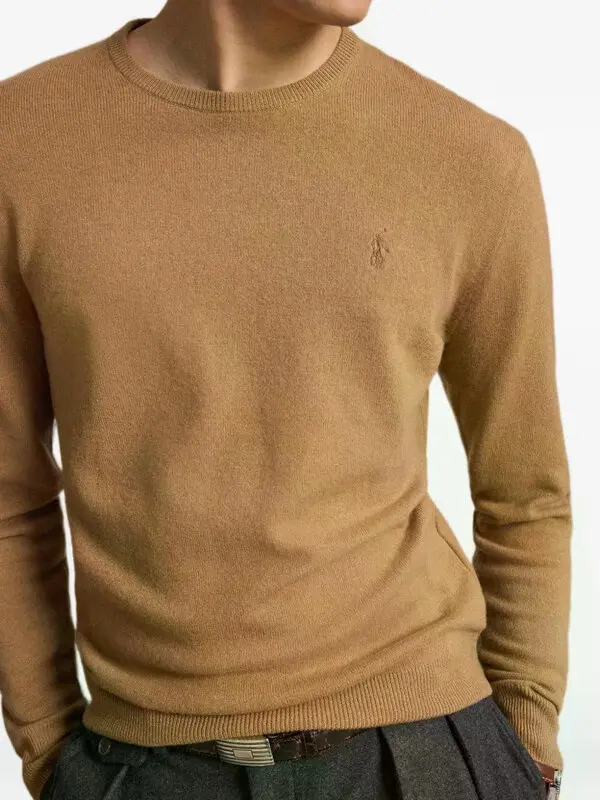 Polo Ralph Lauren Wool Crewneck Sweater With Embroidered Pony - Neutrals