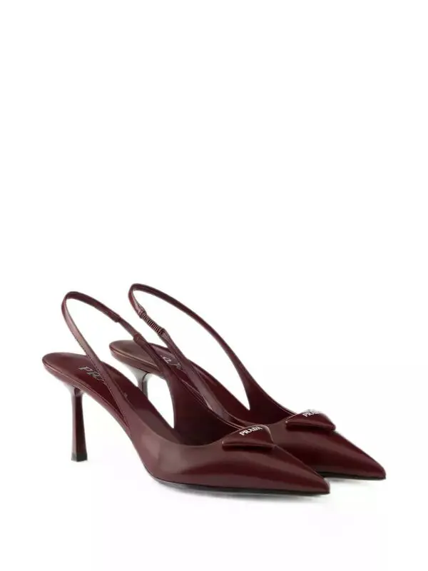 Prada Triangle-logo Slingback Pumps - Red