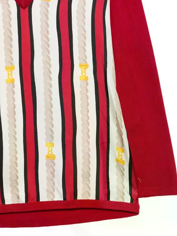 Celine 2000s Rope-print V-neck Sweater