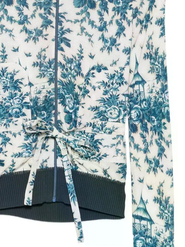 John Galliano 2000s Floral-print Belted Sweatshirt