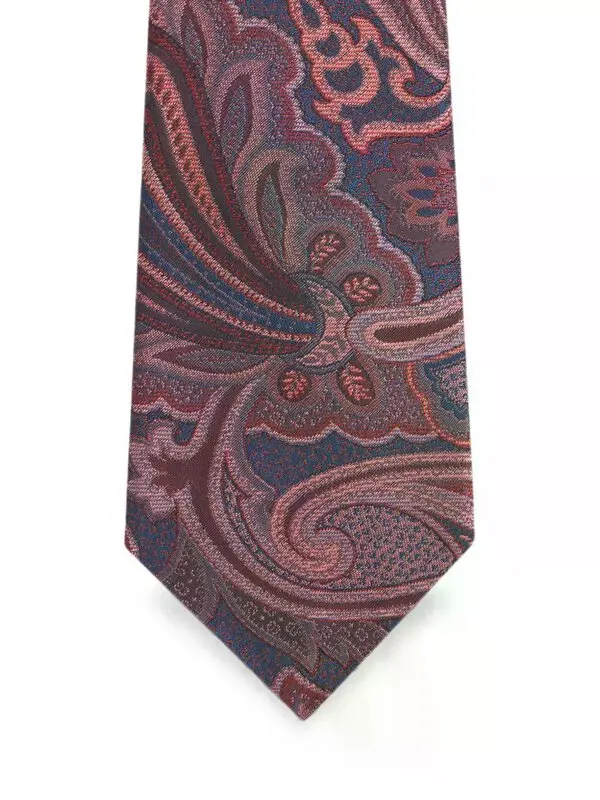 Etro Silk Jacquard Paisley Motif Neck Tie - Red