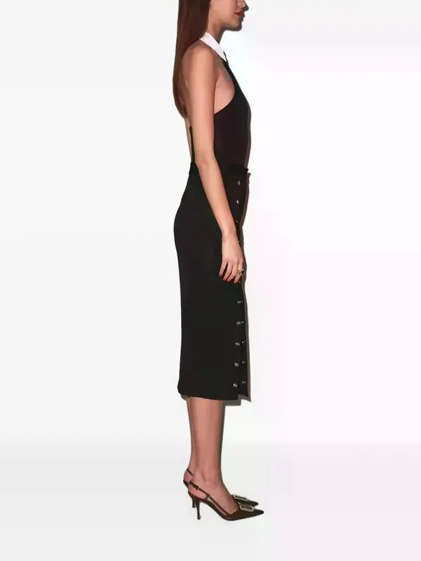 FLEUR DU MAL Undo Me Button-embellished Slit-detail Midi Skirt