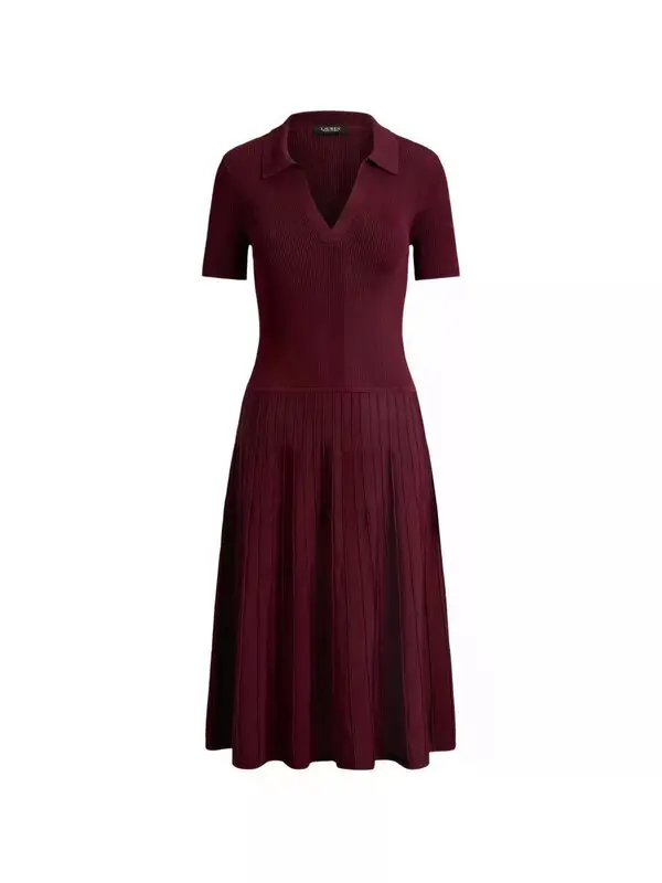 Ralph Lauren Rib-knit Short-sleeve Midi Dress - Red