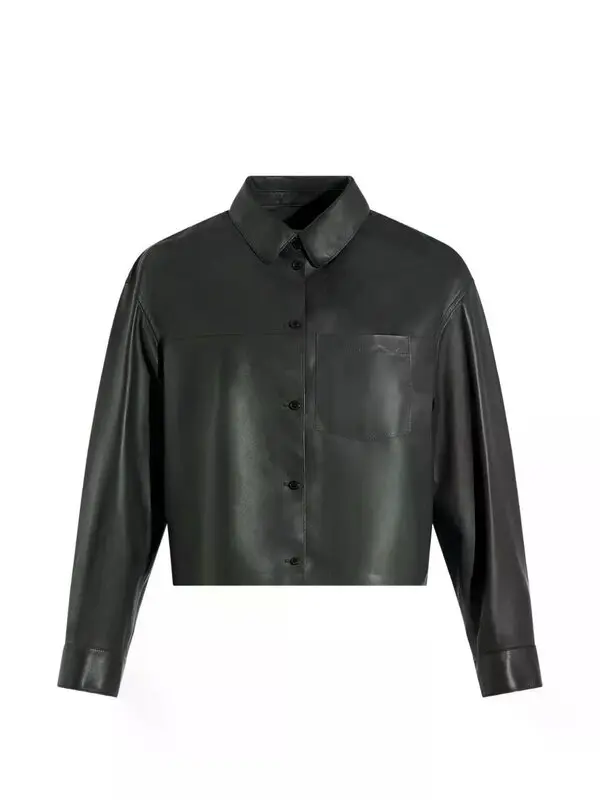YVES SALOMON Cropped Leather Shirt - Grey