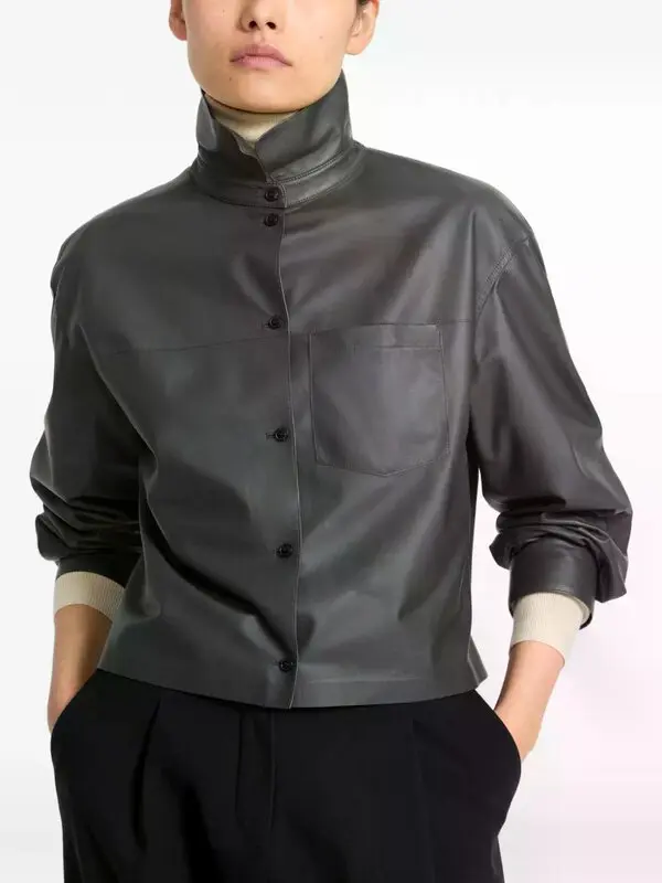 YVES SALOMON Cropped Leather Shirt