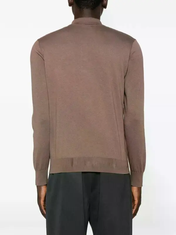 Eleventy Long-sleeve Polo Shirt - Brown