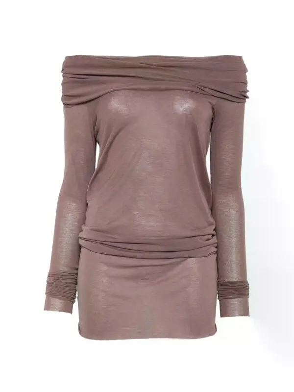 Rick Owens Off-shoulder Long-sleeve T-shirt - Brown