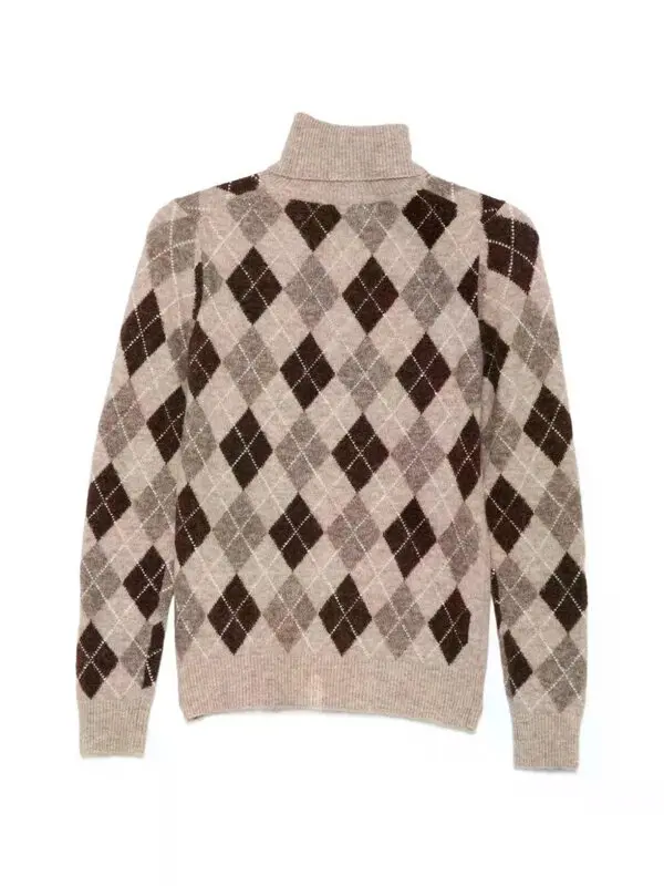 P.a.r.o.s.h Argyle-knit Roll-neck Sweater - Neutrals