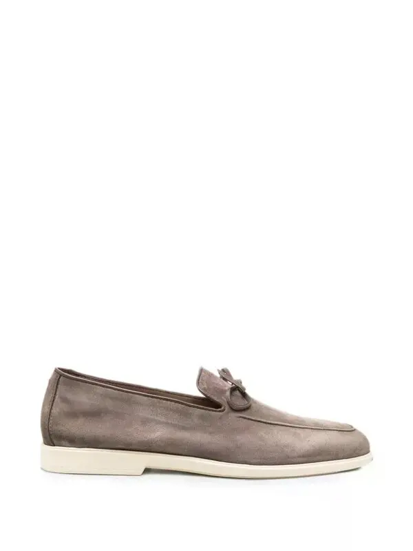 Santoni Bow-detail Suede Boat Shoes - Brown