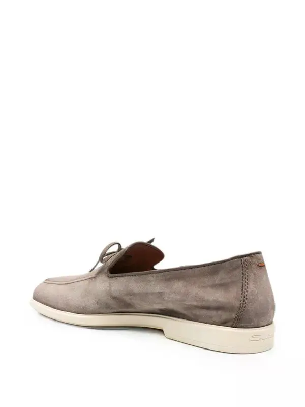 Santoni Bow-detail Suede Boat Shoes - Brown
