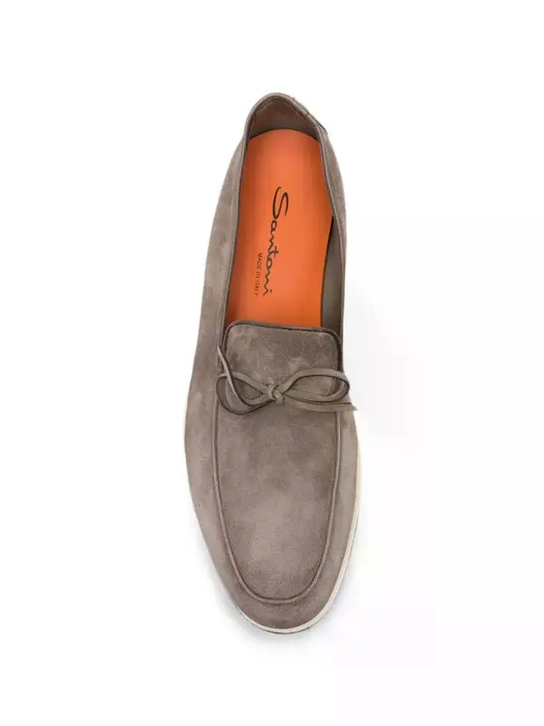 Santoni Bow-detail Suede Boat Shoes - Brown
