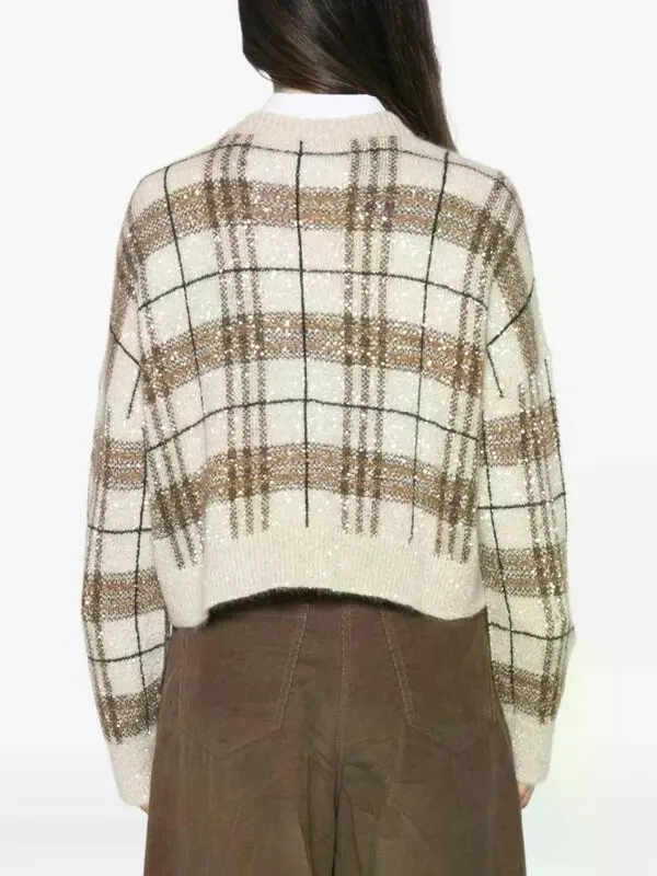 Brunello Cucinelli Sequin-embellished Checked Sweater