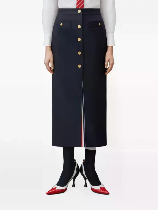 Thom Browne Midi Skirt With Button Detail