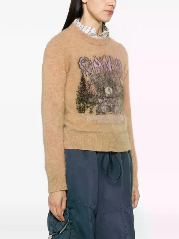 GANNI Graphic Intarsia Crew Neck Sweater