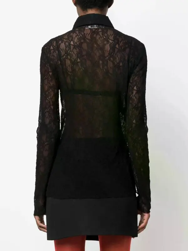 Philosophy Di Lorenzo Serafini Semi-sheer Lace Shirt - Black