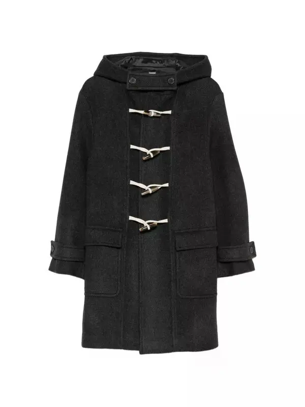 SEMICOUTURE Hooded Toggle-fastening Coat - Grey