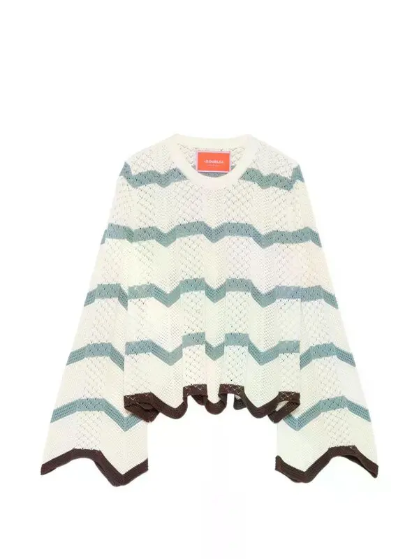 La DoubleJ Chevron-knit Scalloped-edge Knit - Neutrals