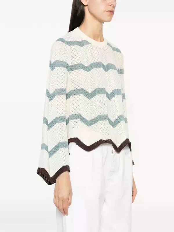 La DoubleJ Chevron Knit Crew Neck Long Sleeve Top