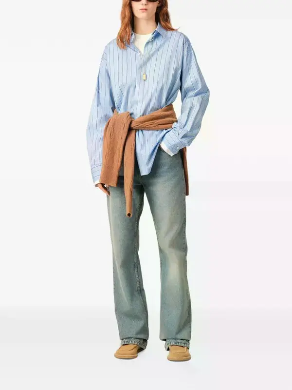 AMI Paris Large Striped Cotton Shirt With Removable Collar