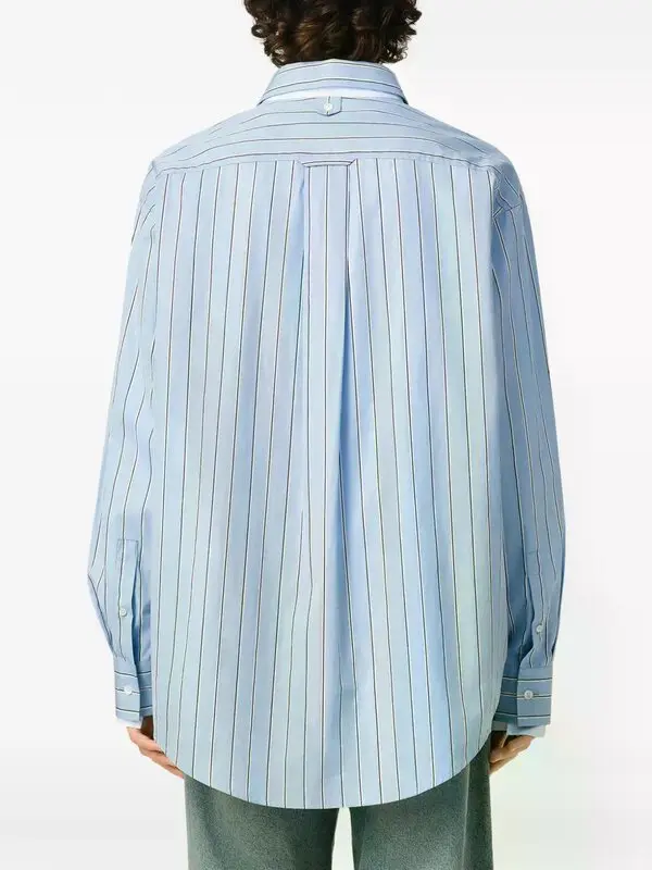 AMI Paris Large Striped Cotton Shirt With Removable Collar