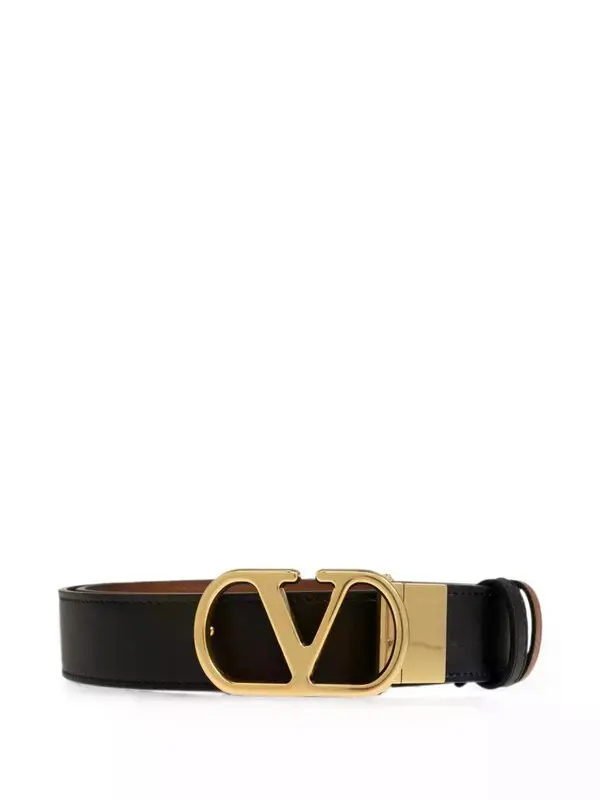 Valentino Garavani Vlogo Leather Belt - Black