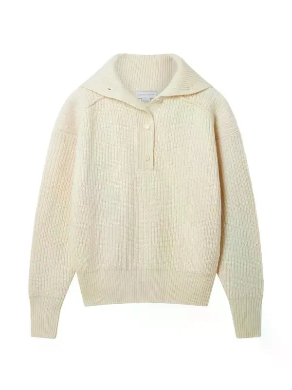 Stella McCartney Ribbed-knit Button-up Sweater - Neutrals